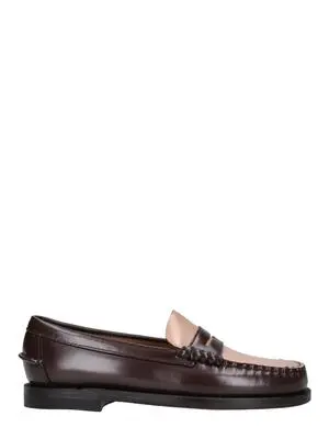SEBAGO Leather Loafers With Stud Embellishments - Brown
