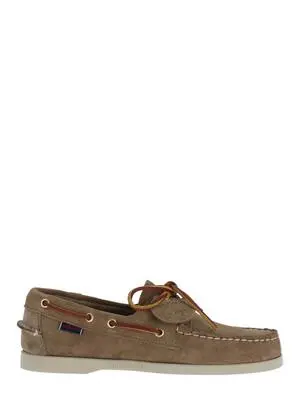 SEBAGO 100% Leather Flat Shoes With Lace Fastening - Brown