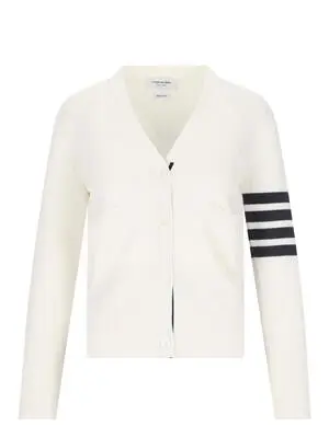 THOM BROWNE THOM BROWNE V-Neck Cardigan With Striped Sleeves