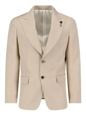 LARDINI Single-breasted Lightweight Viscose-silk Jacket - Beige