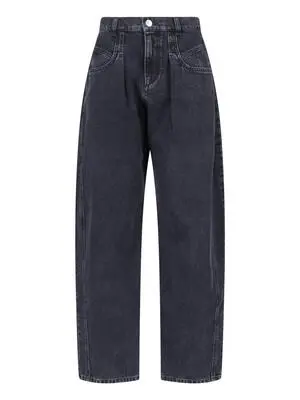 Isabel Marant Étoile Pleated Straight Leg Jeans - Black