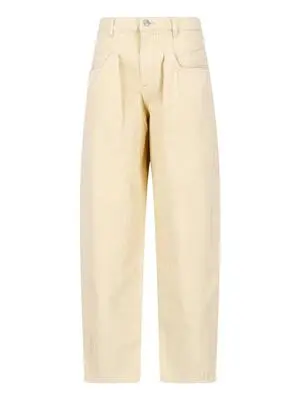 Isabel Marant Étoile Pleated Straight Leg Jeans - Cream