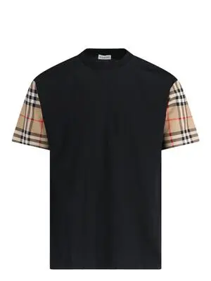 Burberry Short Sleeve Cotton Polo With Check Detail - Black