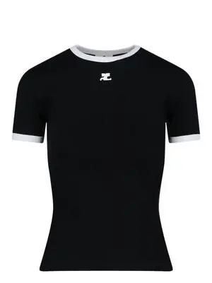 COURREGES 100% Cotton Polo Shirt - Black