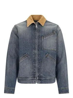 Alexander McQueen Calfskin-trimmed Cotton Jacket - Blue