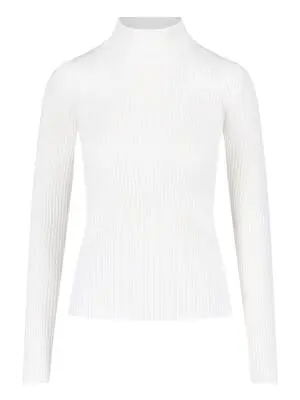 COURREGES Ribbed High Neck Sweater - White
