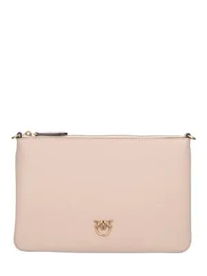 Pinko PINKO Sheepskin And Cow Leather Bag With Logo Applique Beige