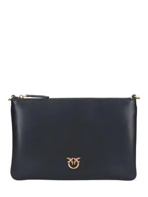 Pinko Sheepskin Mini Shoulder Bag With Leather Applique - Black