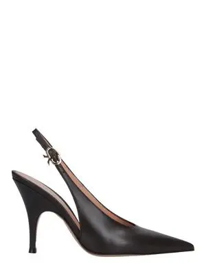 GIANVITO ROSSI Leather Heeled Slingback Pumps - Brown