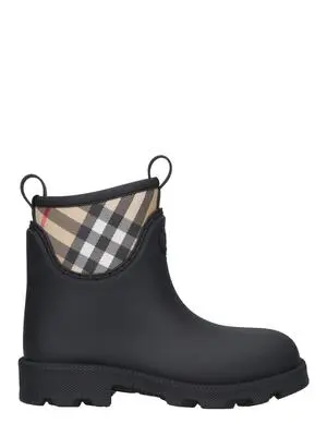Burberry Rubber Sole Chelsea Boots With Checked Detailing - Black