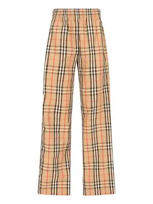Burberry BURBERRY Plaid Wide-Leg Pants Beige