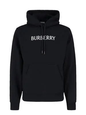 Burberry Logo Cotton Hoodie - Black