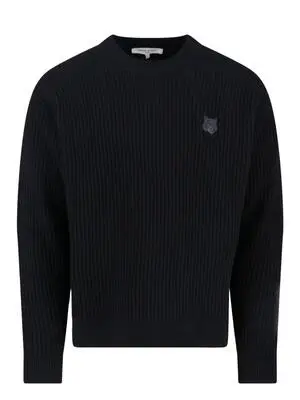 Maison Kitsuné Merino Wool Knit Sweater - Black
