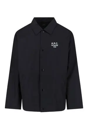 A.p.c. Logo-print Snap Front Coach Jacket - Black