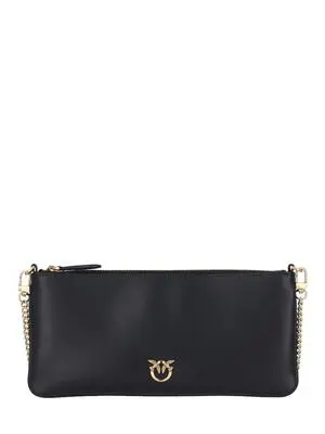 Pinko Leather Mini Bag With Gold Tone Chain Strap - Black