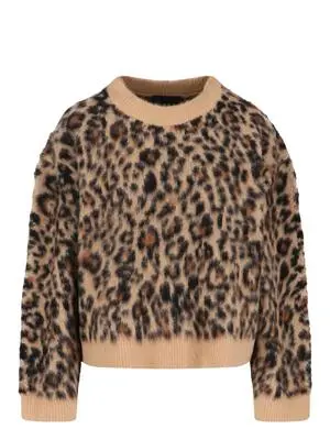 NILI LOTAN Leopard Print Cashmere-silk Sweater - Brown