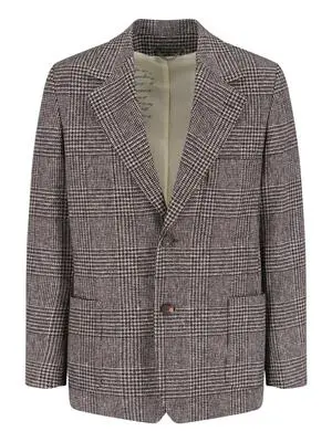 GOLDEN GOOSE Wool-blend Checked Blazer - Brown