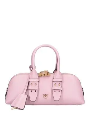 Pinko PINKO Structured 100% Leather Shoulder Bag Pink