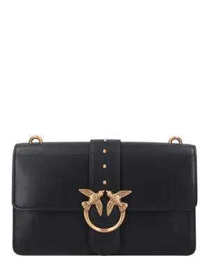 Pinko Leather Shoulder Bag With Gold Tone Detail - Black