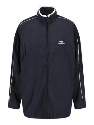 Balenciaga Zip-up Textured Track Jacket - Black
