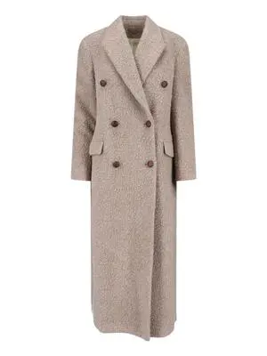 GOLDEN GOOSE Double-breasted Long Coat - Beige