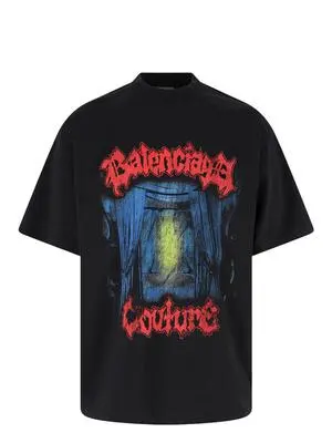 Balenciaga 100% Cotton Logo T-shirt - Black