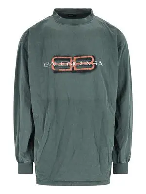 Balenciaga 100% Cotton Logo T-shirt - Green