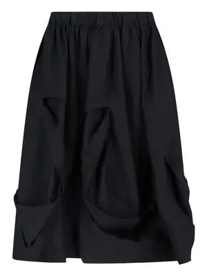 CDGCDG Draped Asymmetric Midi Skirt - Black