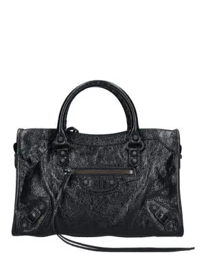 Balenciaga Lamb Leather Mini Bag With Plexiglass Detail - Black