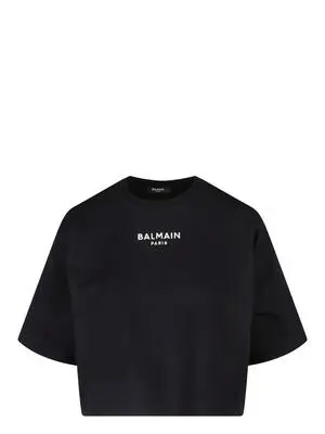 Balmain Logo Cotton T-shirt - Black