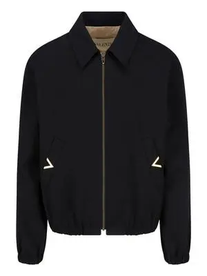 VALENTINO VALENTINO Zip-Front Bomber Jacket With Geometric Trim