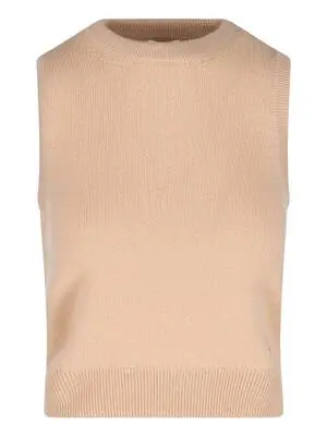 Celine Sleeveless Knit Sweater Vest - Beige