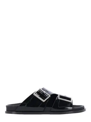 ALOHAS Minimal Leather Buckled Sandals - Black