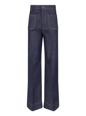 Victoria Beckham Tailored 100% Cotton Denim Jeans - Blue