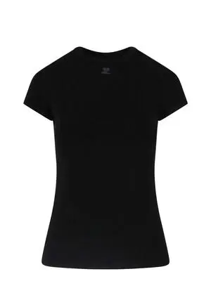 COURREGES Fitted Short Sleeve Crew Neck T-shirt - Black