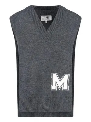 MAISON MARGIELA Sleeveless V-neck Knit Vest - Grey