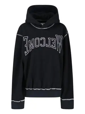 MAISON MARGIELA Oversized Graphic Hoodie - Black