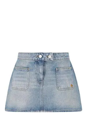 COURREGES Denim Mini Skirt With Patch Pockets - Blue