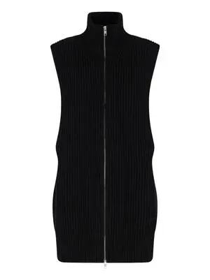 MAISON MARGIELA Ribbed Zip-up High Neck Sweater Vest - Black