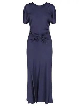 Victoria Beckham VICTORIA BECKHAM Ruched Satin-Blend Maxi Dress Blue