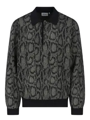 Carhartt Work In Progress Long Sleeve Jacquard Knit Polo Sweater - Green