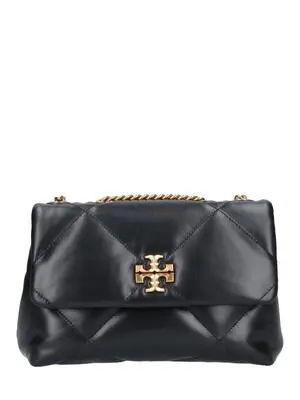 Tory Burch Quilted Leather Shoulder Handbag With Gold Tone Logo - Black