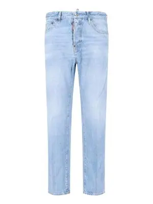 Dsquared2 Light Wash Cotton Jeans - Blue