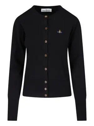 VIVIENNE WESTWOOD VIVIENNE WESTWOOD Cotton Cashmere Crew Neck Cardigan Black