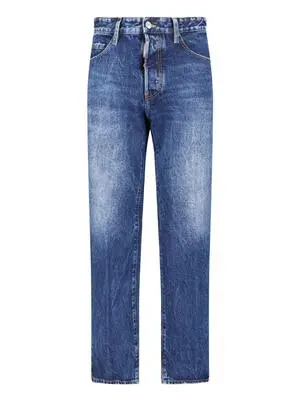Dsquared2 100% Cotton Distressed Jeans - Blue