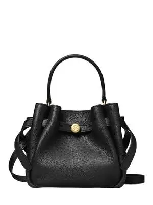 Tory Burch Mini Leather Bucket Handbag - Black