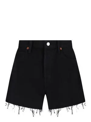 RE/DONE High-rise Frayed Hem Denim Shorts - Black