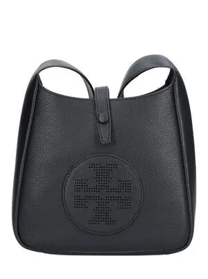 Tory Burch Lamb Leather Bag With Perforated Logo Detail - Black