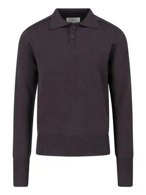 Studio Nicholson Extra Fine Merino Wool Sweater With Collared Neckline - Brown