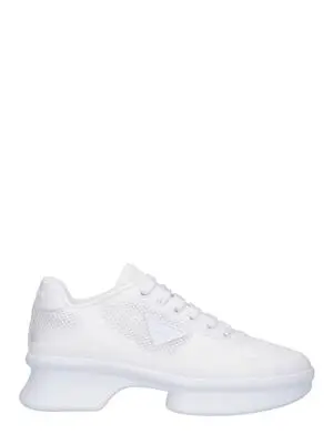 Prada Leather & Fabric Lace-up Sneakers - White